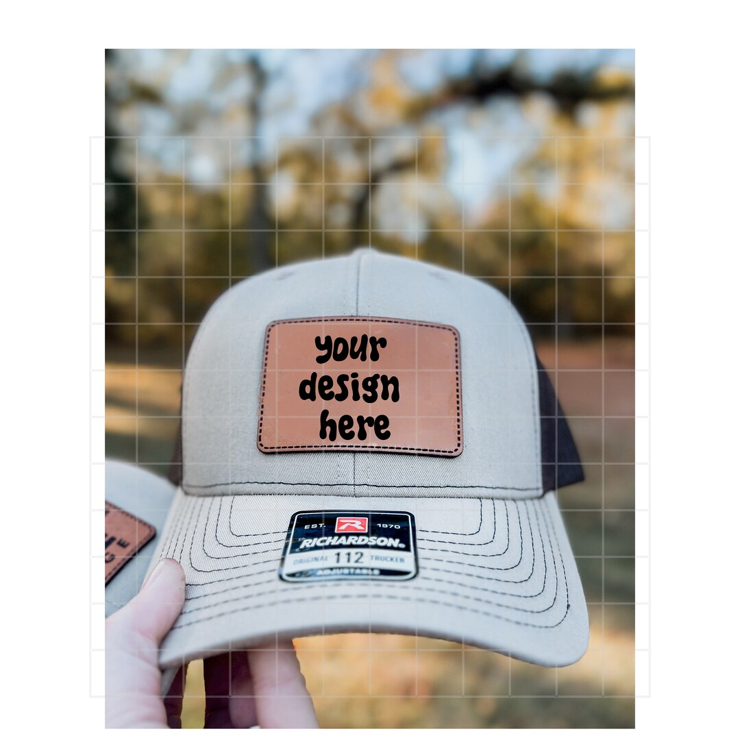 Leather Patch Hat Mock Up, Trucker Snap Back Hat Mock up With Patch ...