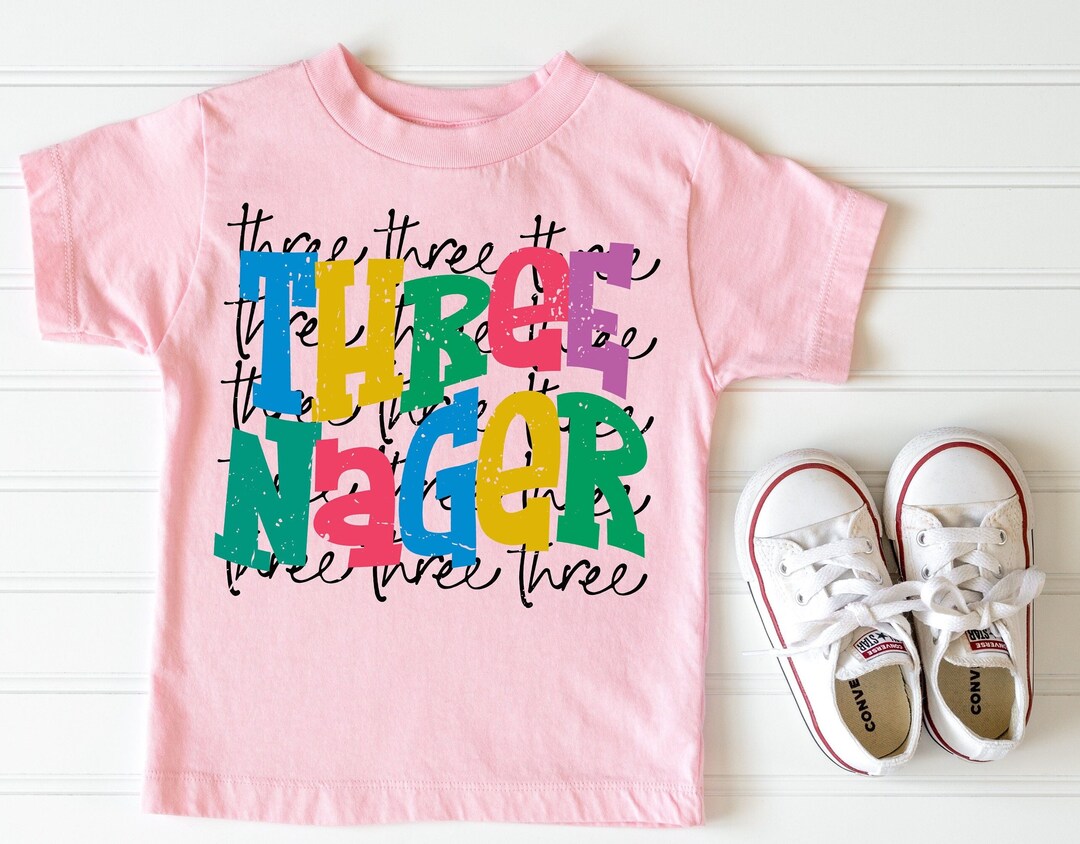 Retro Threenager Third Birthday Png, Girl Boy 3rd Birthday Shirt, Toddler Three Nager Digital ...