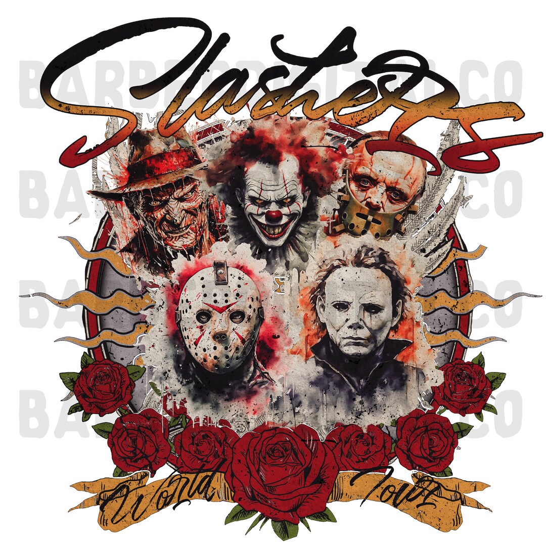 Halloween Horror Movie Characters, Slashers World Tour Sublimation PNG ...