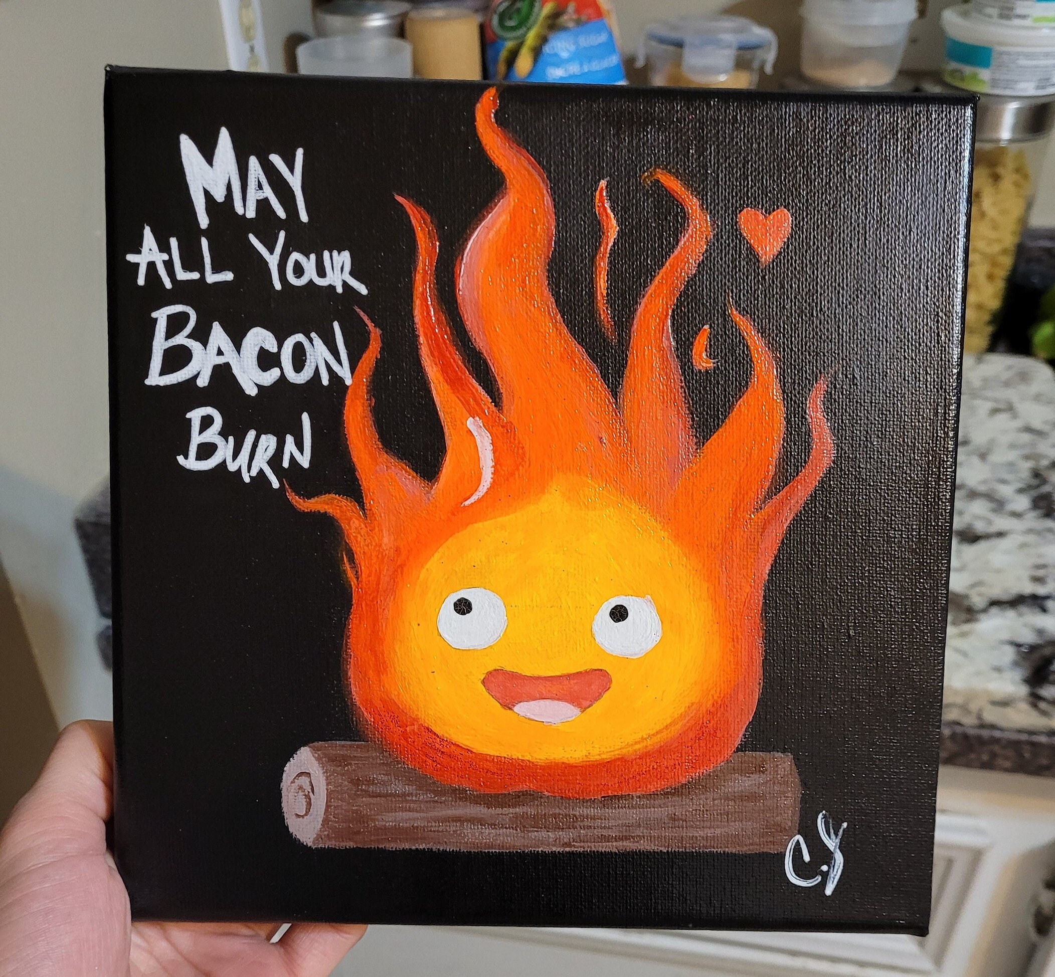 Calcifer/howl's Moving Castle - Acrylic Painting - Etsy