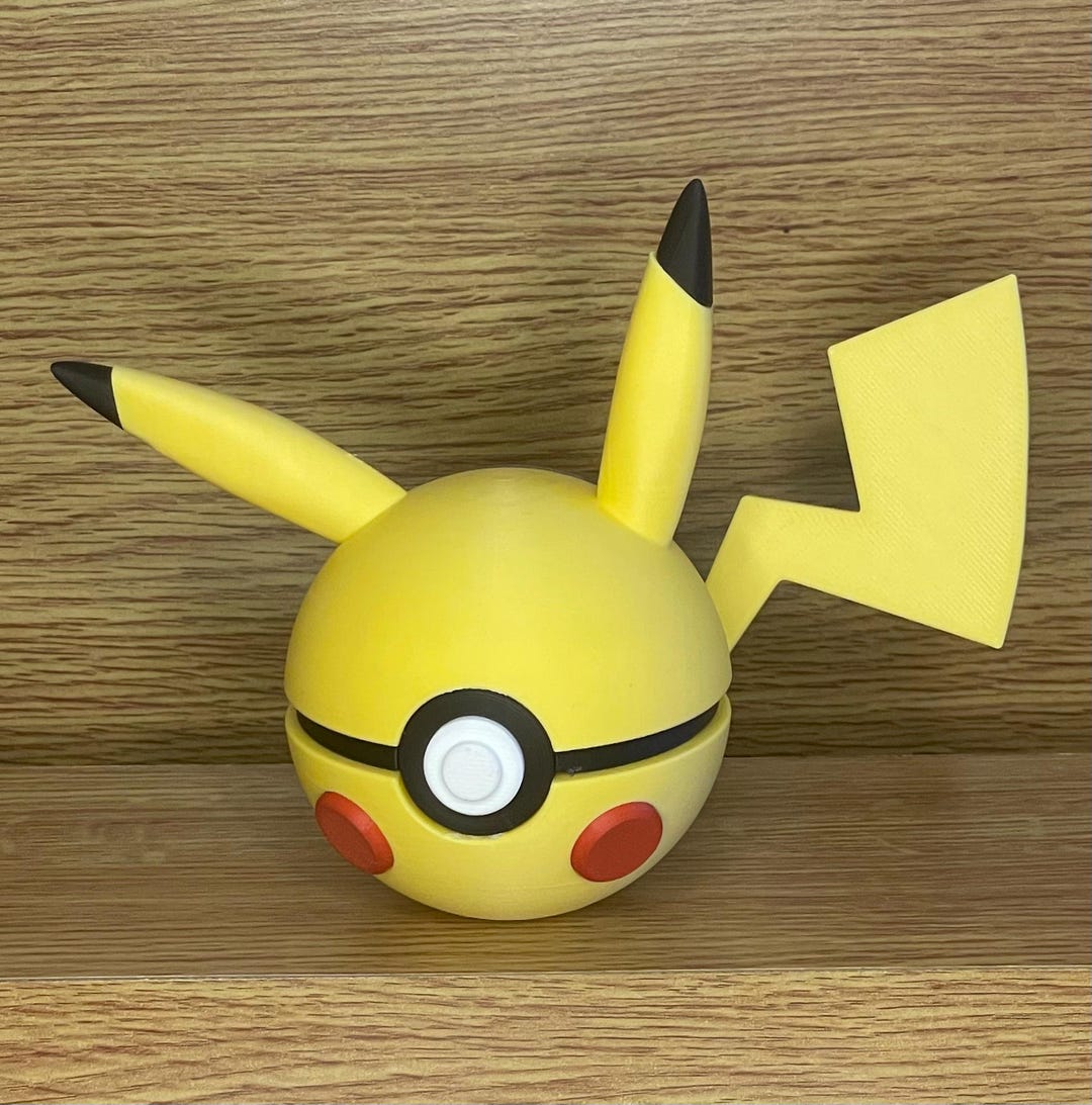 Pikachu-themed 3D Printed Pokéball Decorative Display Piece - Etsy