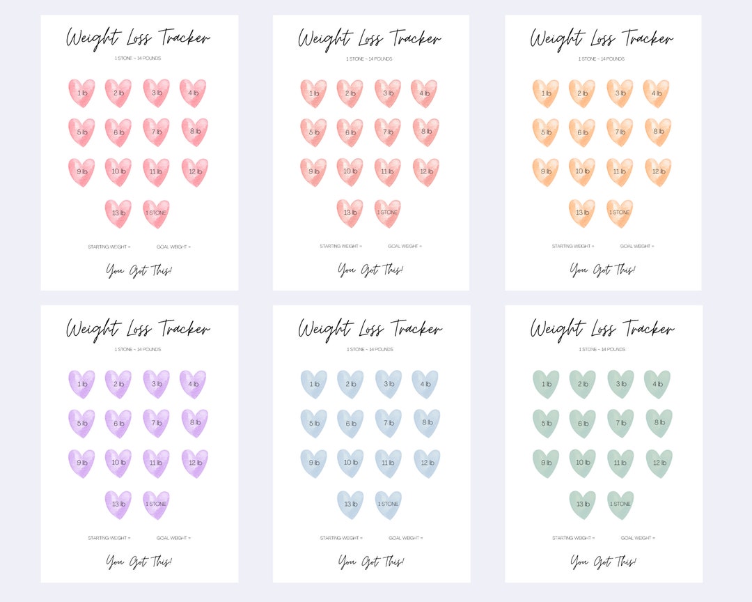 1 Stone Weight Loss Tracker Printable Weight Loss Chart 14 - Etsy