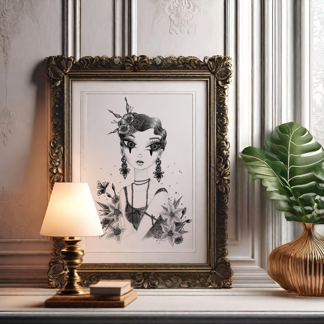 Art Deco Flapper Print | 1920s Jazz Age Portrait | Vintage Glamour Wall ...