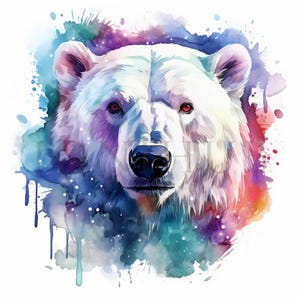 Colorful Polar Bear Clipart | 10 High Quality Jpgs | Digital Download ...
