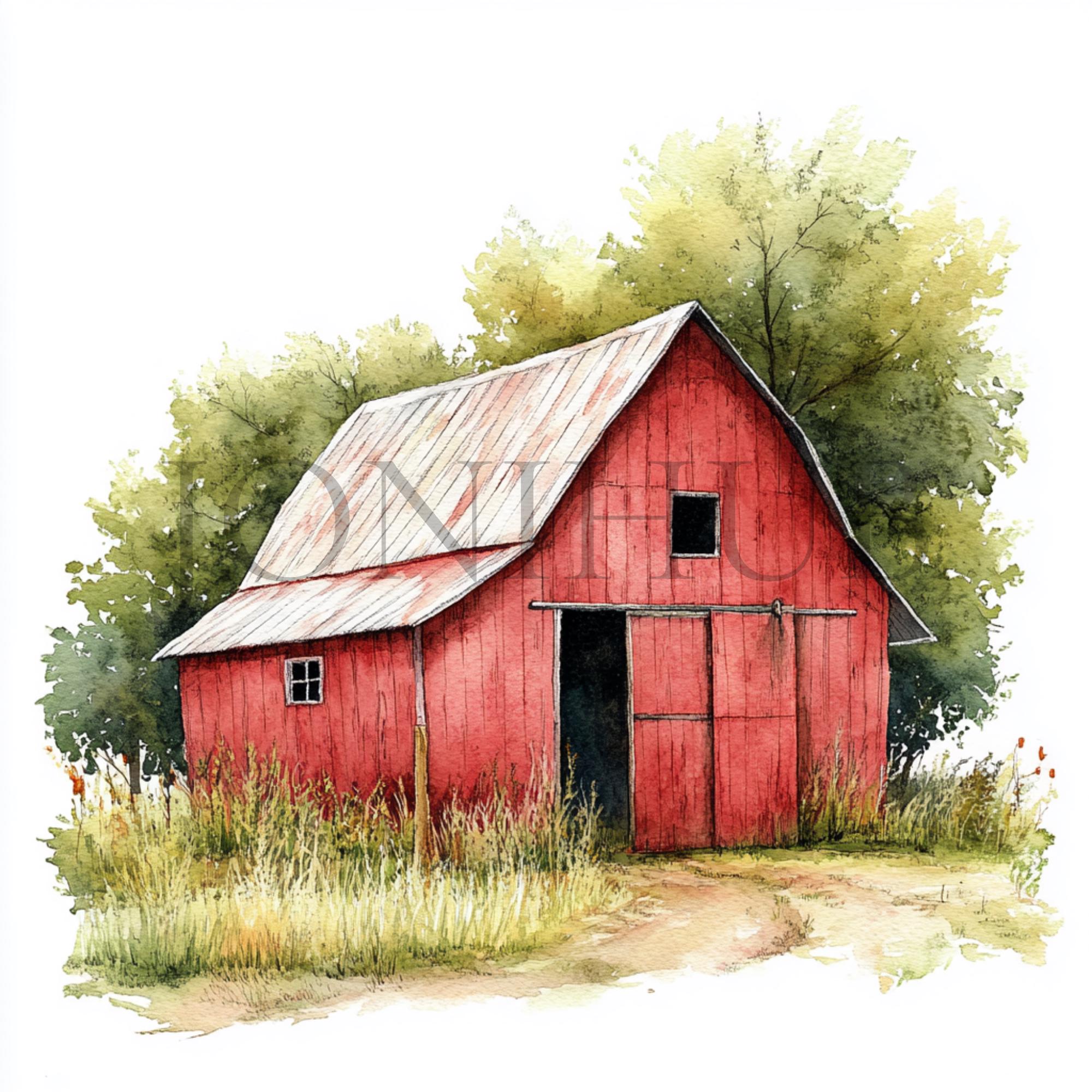Red Barn Clipart 10 High Quality Jpg's Digital Download Clipart Farm ...