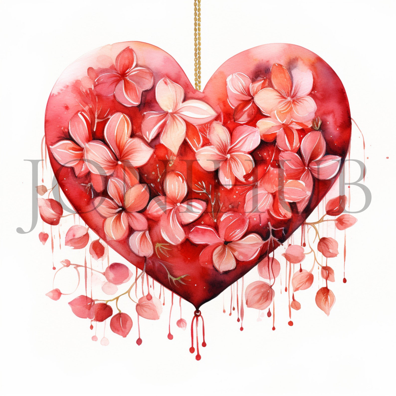 Hanging Hearts Clipart 10 High Quality Jpg's Digital Download Valentine ...