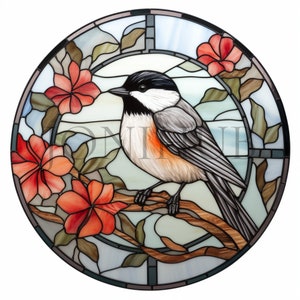 Stained Glass Chickadee | 10 High Quality Jpg's | Digital Download ...