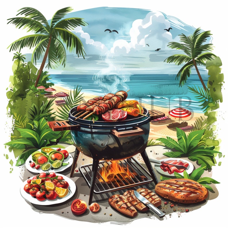 Summer BBQ Clipart | 10 High Quality Jpg's | Digital Download | Outdoor ...