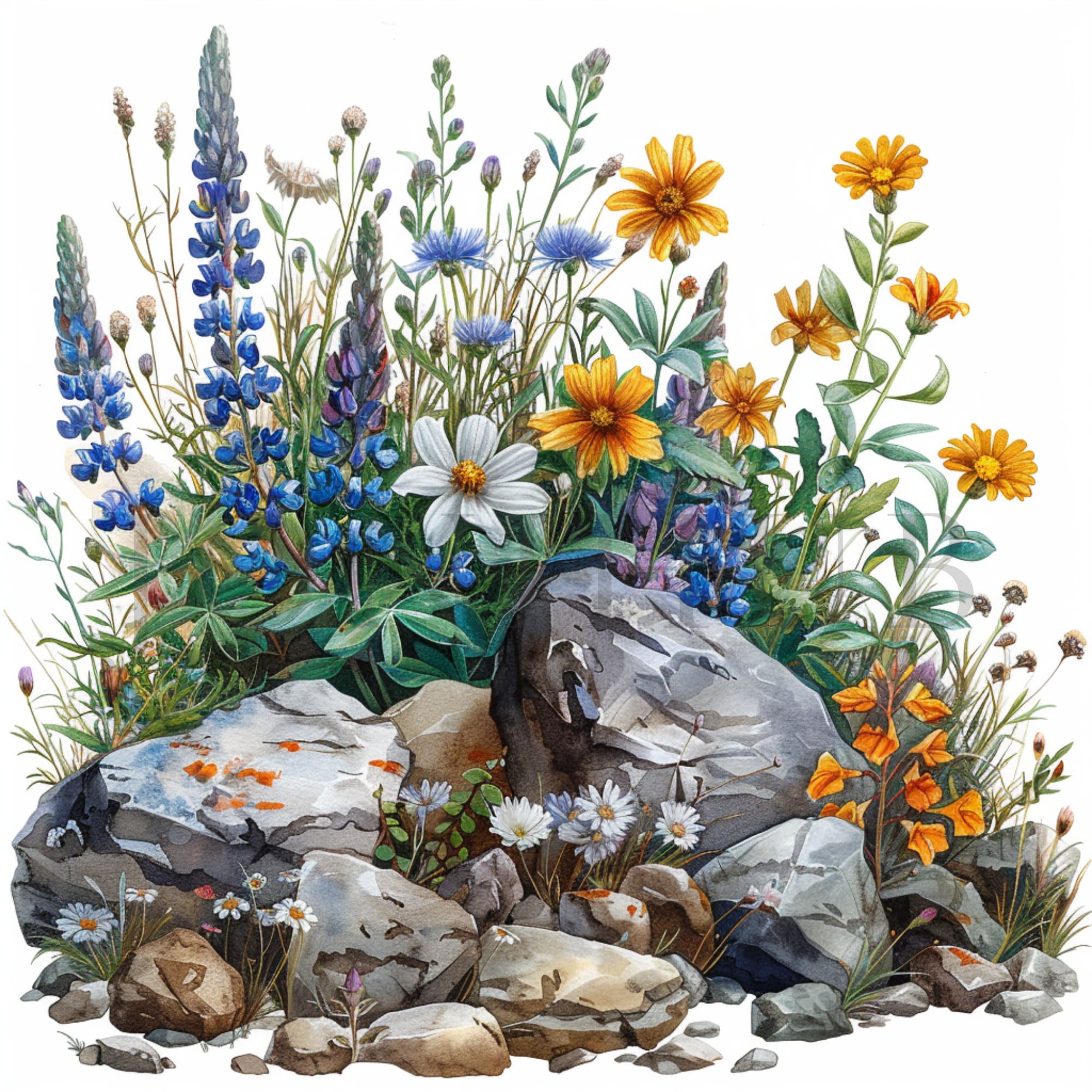 Wildflowers on Rocks Clipart | 10 High Quality Jpg's | Digital Download ...