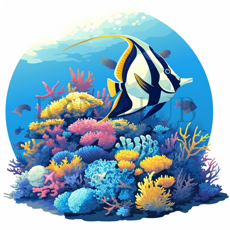 Vibrant Coral Reef Fish Clipart | 10 High Quality Jpg's | Digital ...