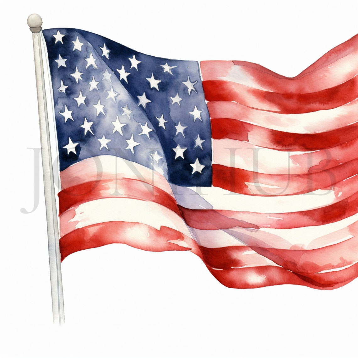 Watercolor American Flag Clipart 10 High Quality Jpgs Instant Digital ...