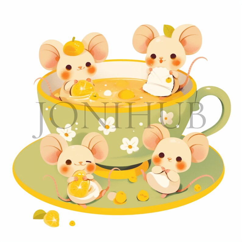 Mice in a Teacup Clipart | 10 High Quality Jpg's | Digital Download ...