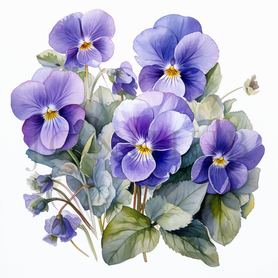 Violets Clipart | 10 High Quality Jpgs | Digital Download | Violets ...