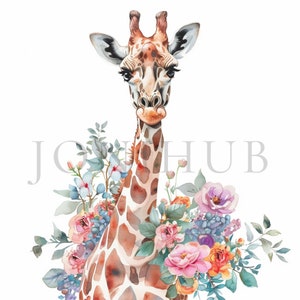 Floral Giraffes Clipart | 10 High Quality Jpgs | Digital Download ...