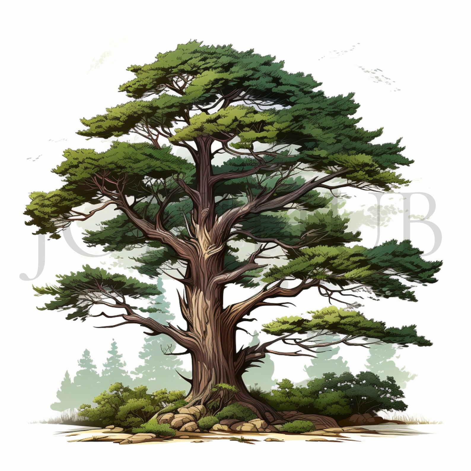 Cedar Trees Clipart | 10 High Quality Jpg's | Digital Download ...