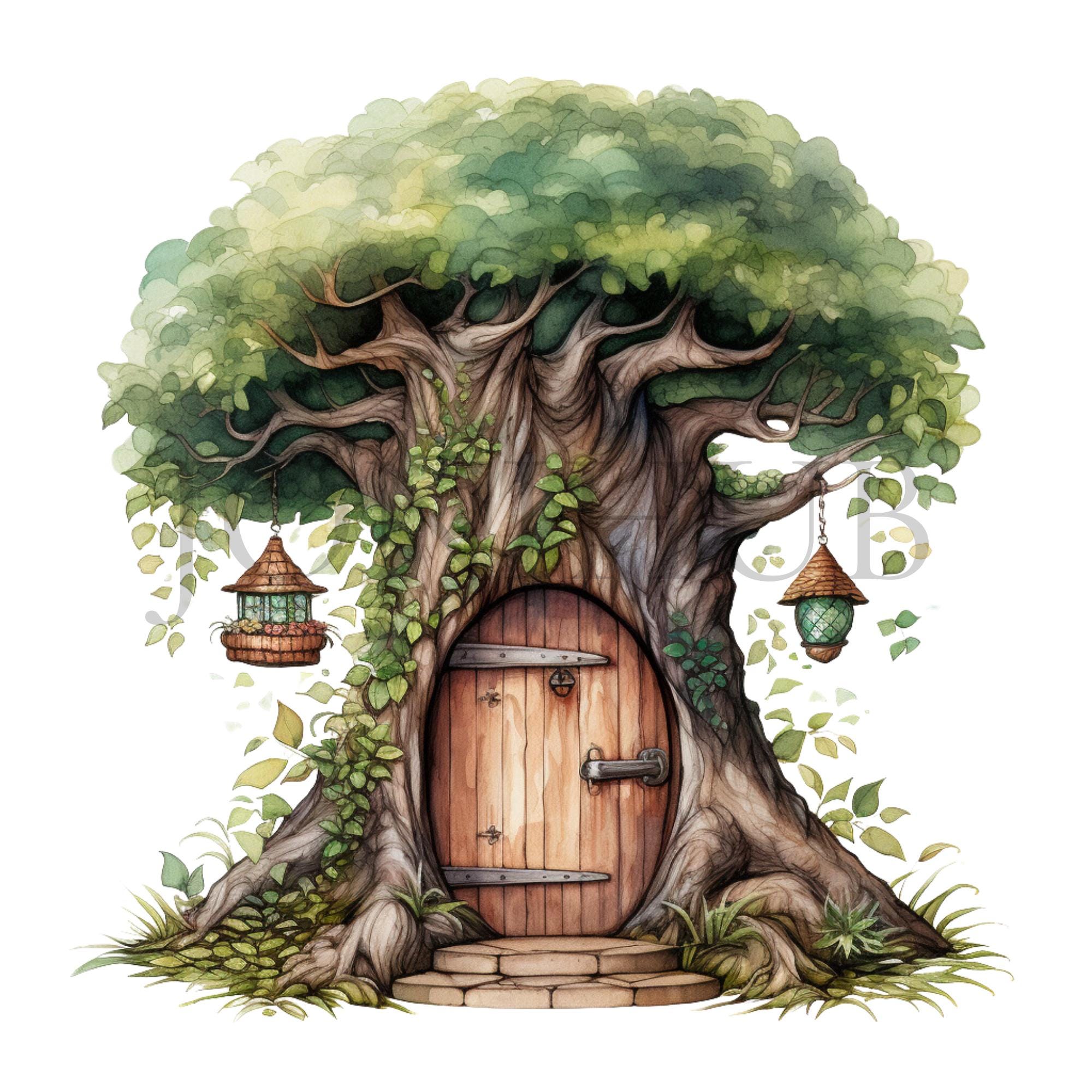 Fairy Tree Trunk Doors Clipart | 10 High Quality Jpg's | Digital ...