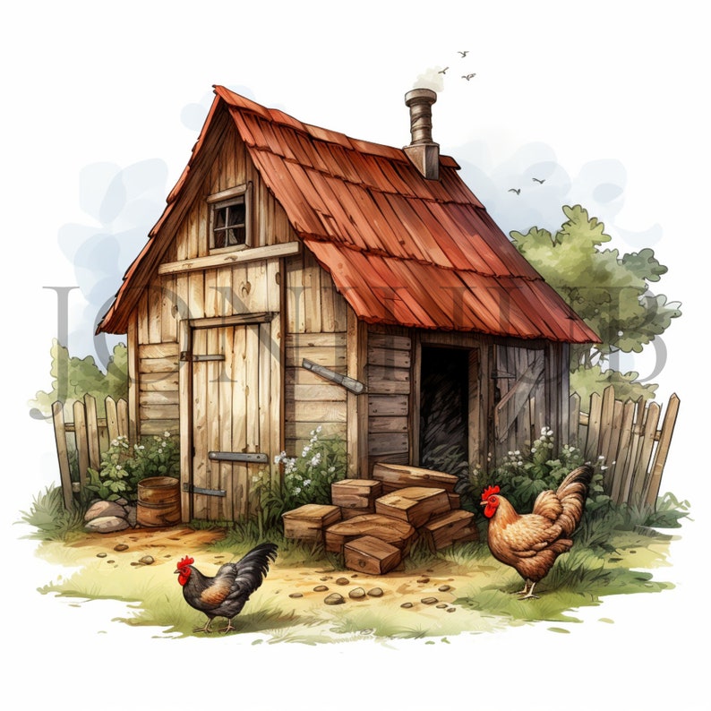 Chicken Coop Clipart | 10 High Quality Jpg's | Digital Download | Hen ...