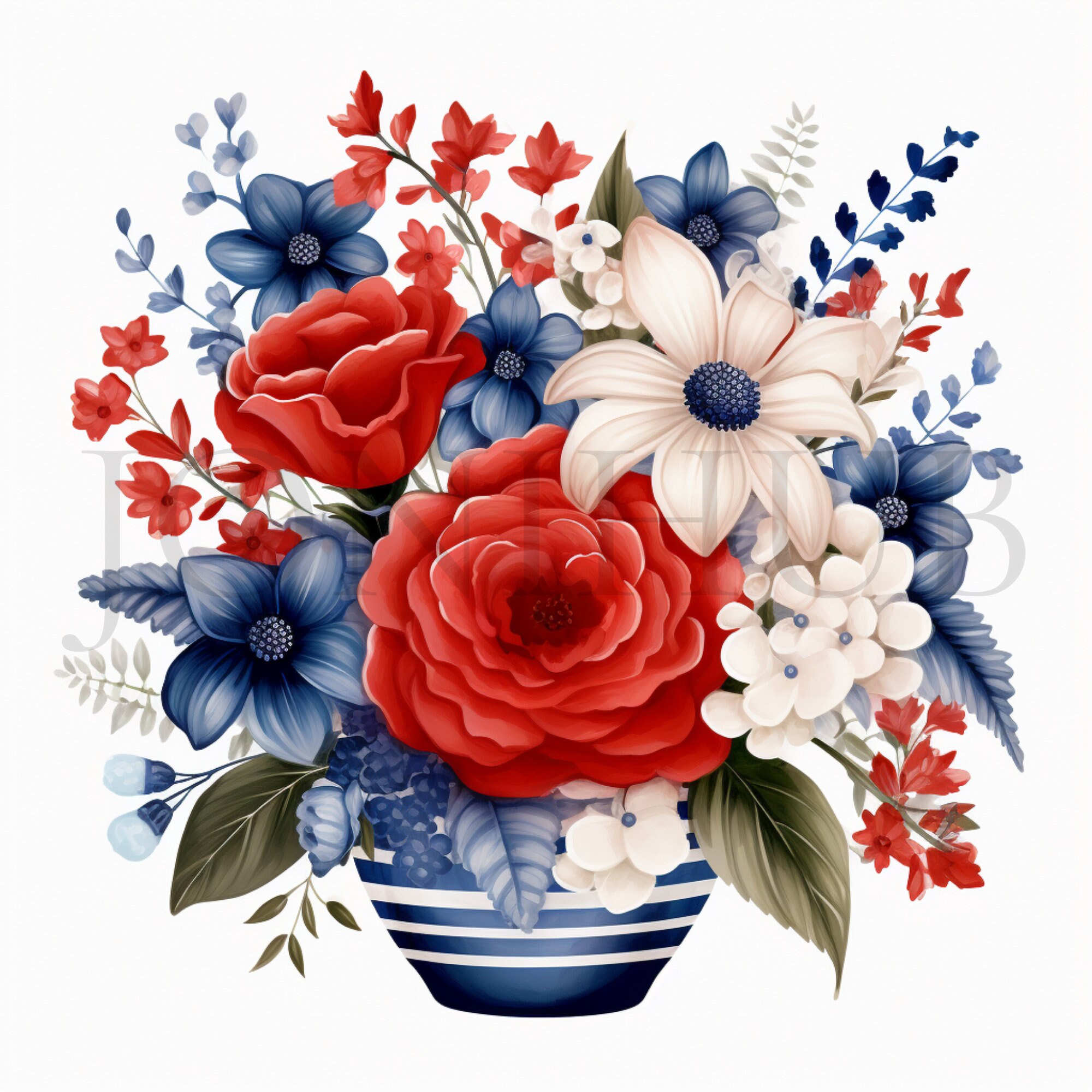Watercolor 4th of July Floral Clipart Set | 10 High Quality Jpgs ...