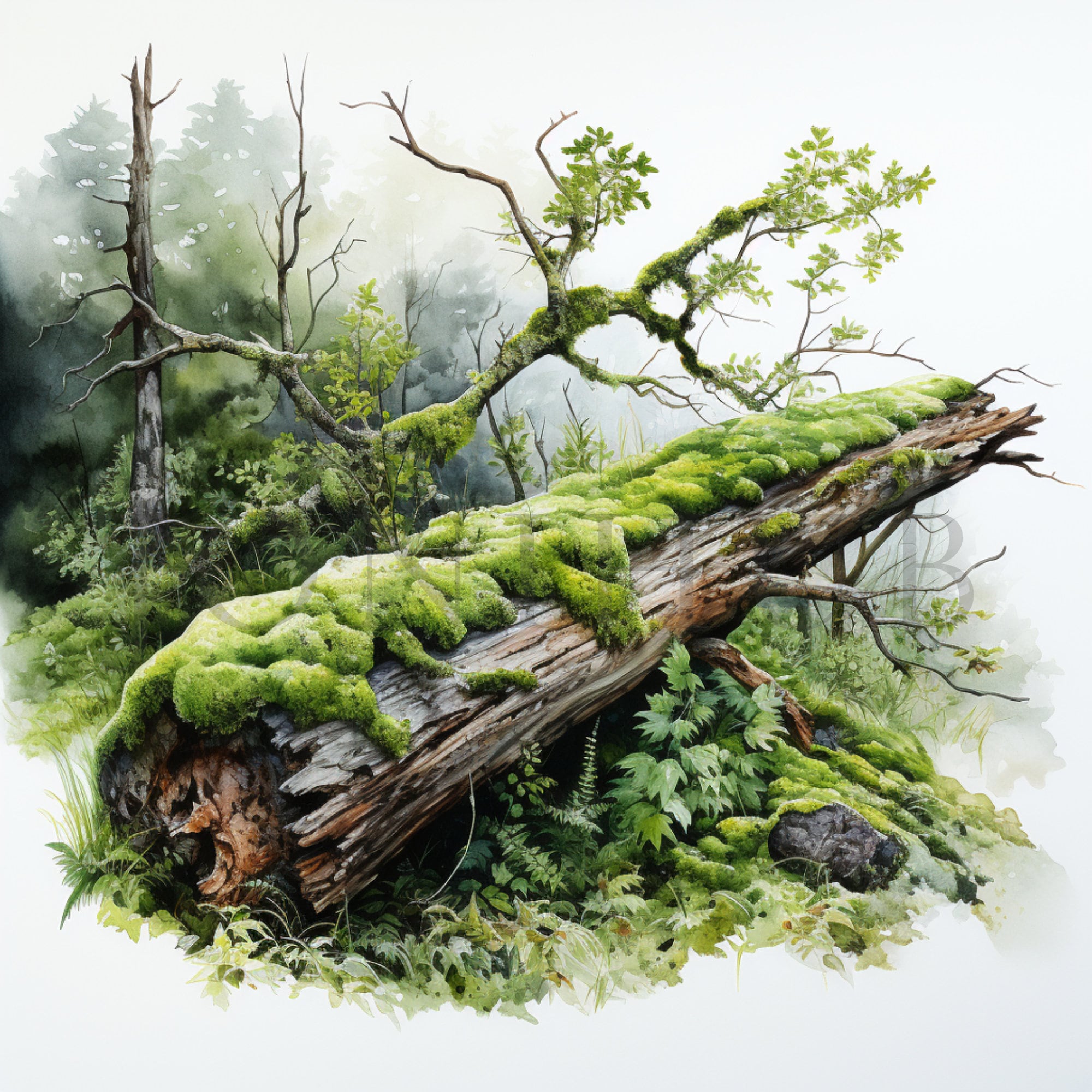 Branch and Moss Clipart 10 High Quality Jpgs Instant Digital Download ...
