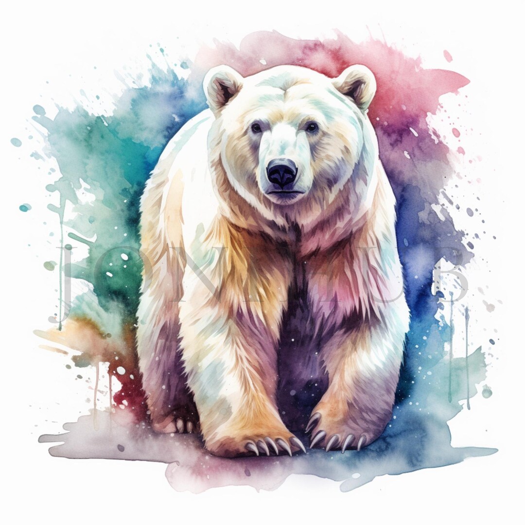 Colorful Polar Bear Clipart | 10 High Quality Jpgs | Digital Download ...