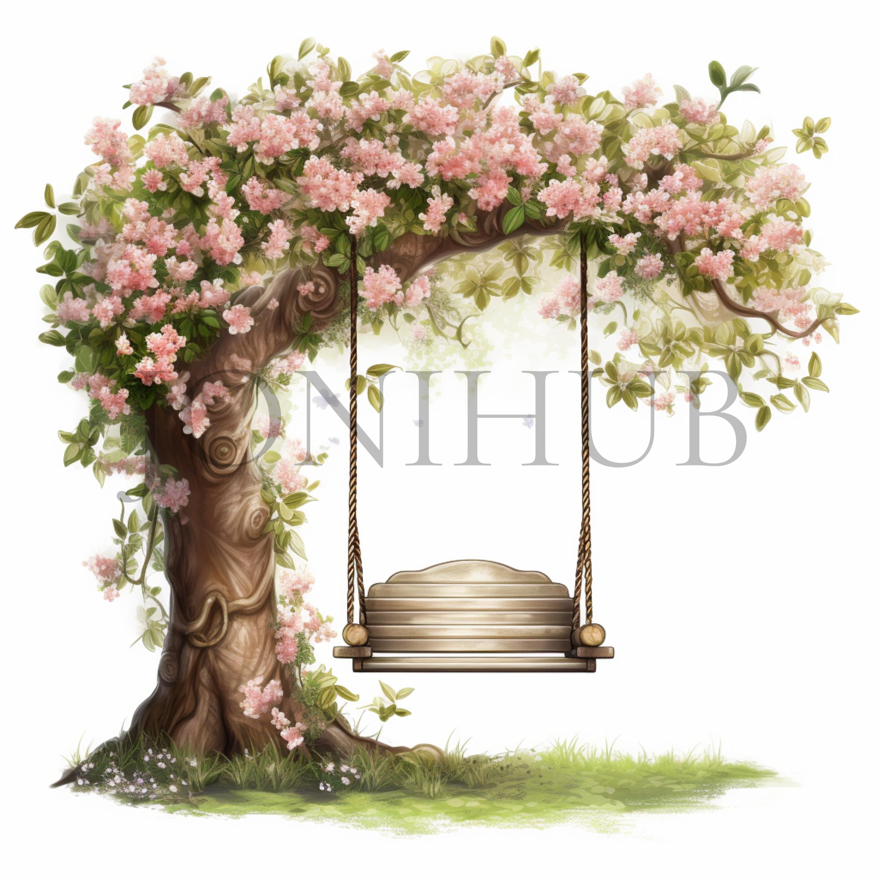 Swing in Tree Clipart | 10 High Quality Jpgs | Digital Download ...