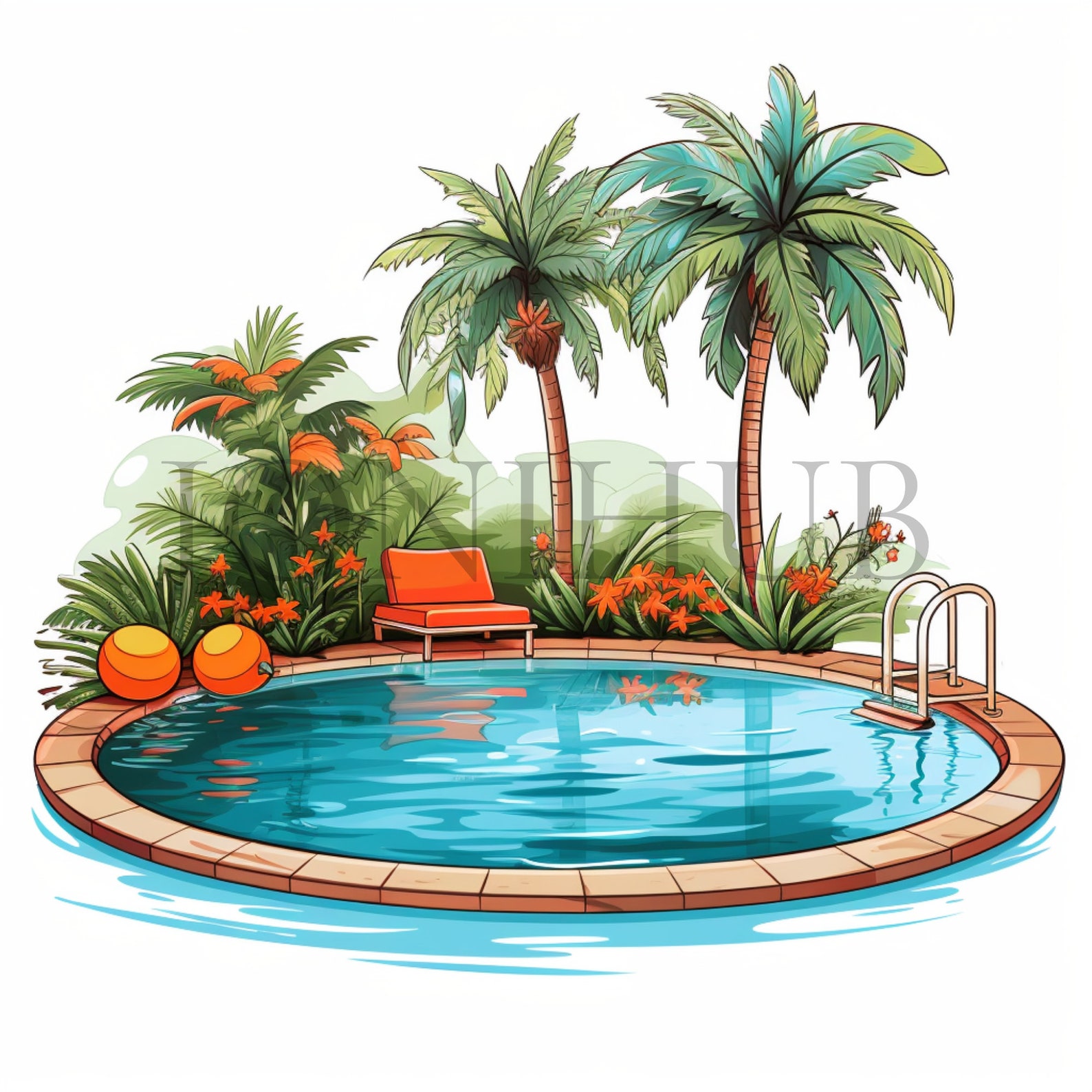 Summer Pool Clipart 10 High Quality Jpg's Digital Download Water Pool ...