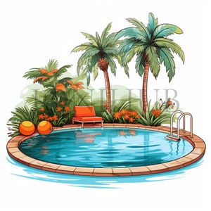 Summer Pool Clipart | 10 High Quality Jpg's | Digital Download | Water ...