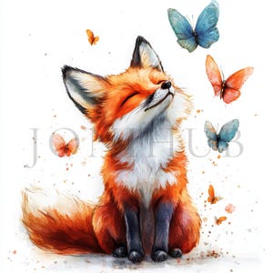 Fox and Butterfly Clipart 10 High Quality Jpgs Digital Download Digital ...