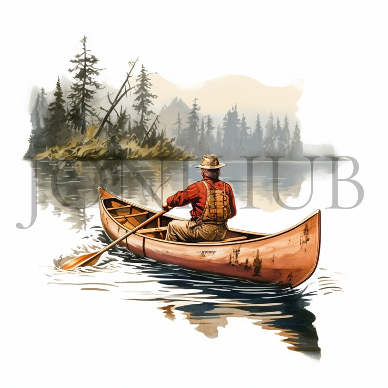 Vintage Canoe Clipart 10 High Quality Jpg's Digital Download Antique ...