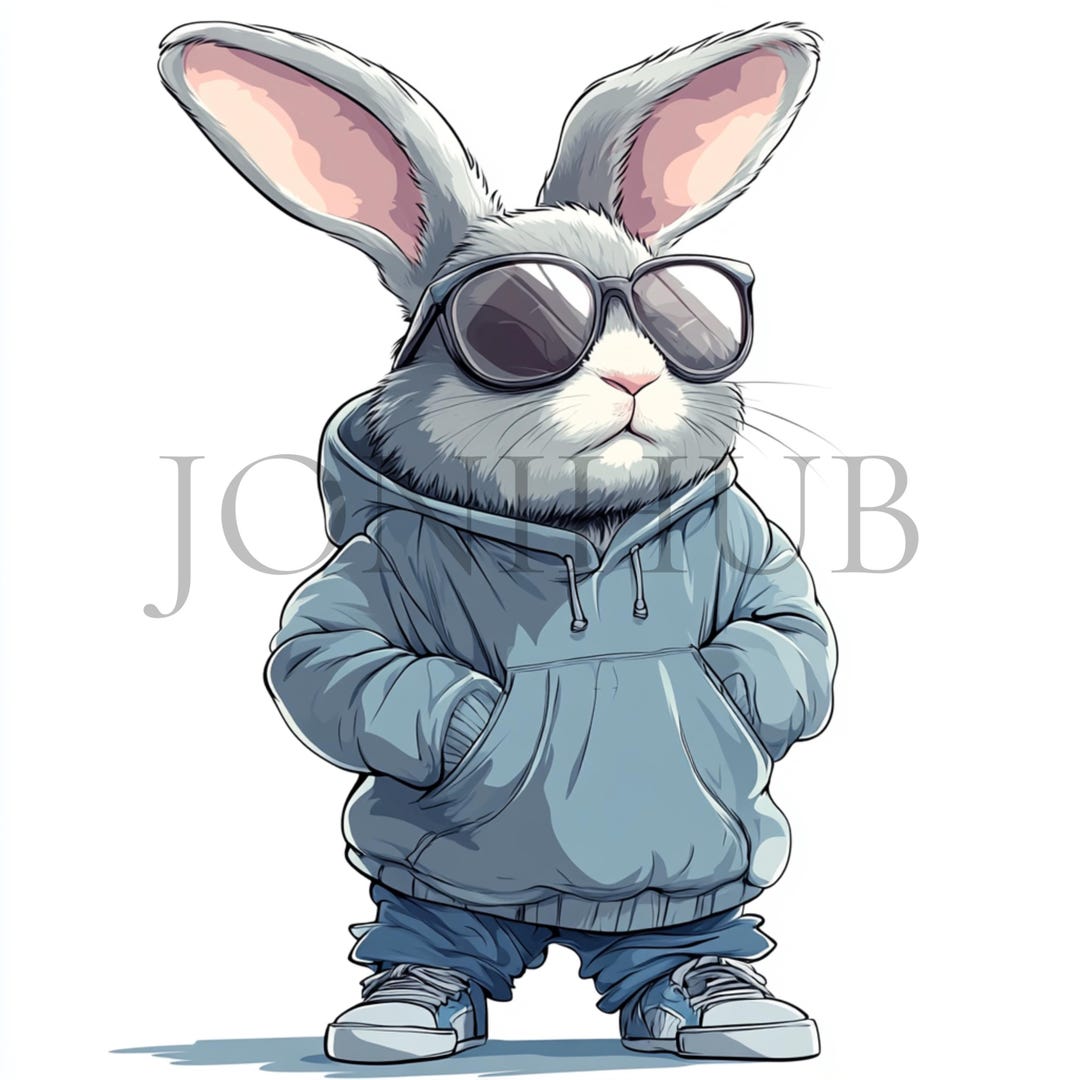 Cool Bunny Clipart | 10 High Quality Jpg's | Digital Download | Animal ...