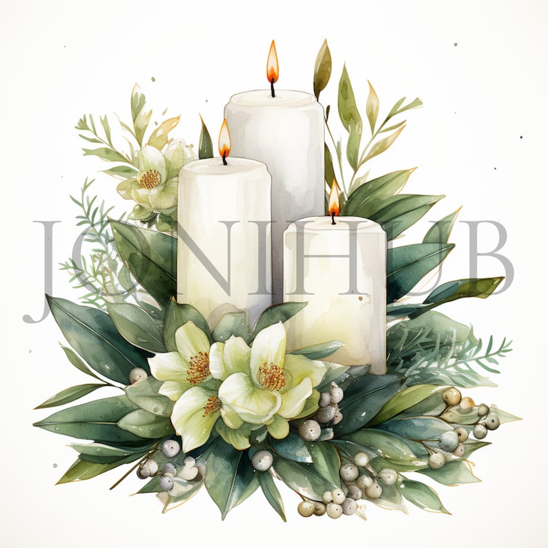 White Candles Clipart 10 High Quality Jpg's Digital Download Candle Art ...