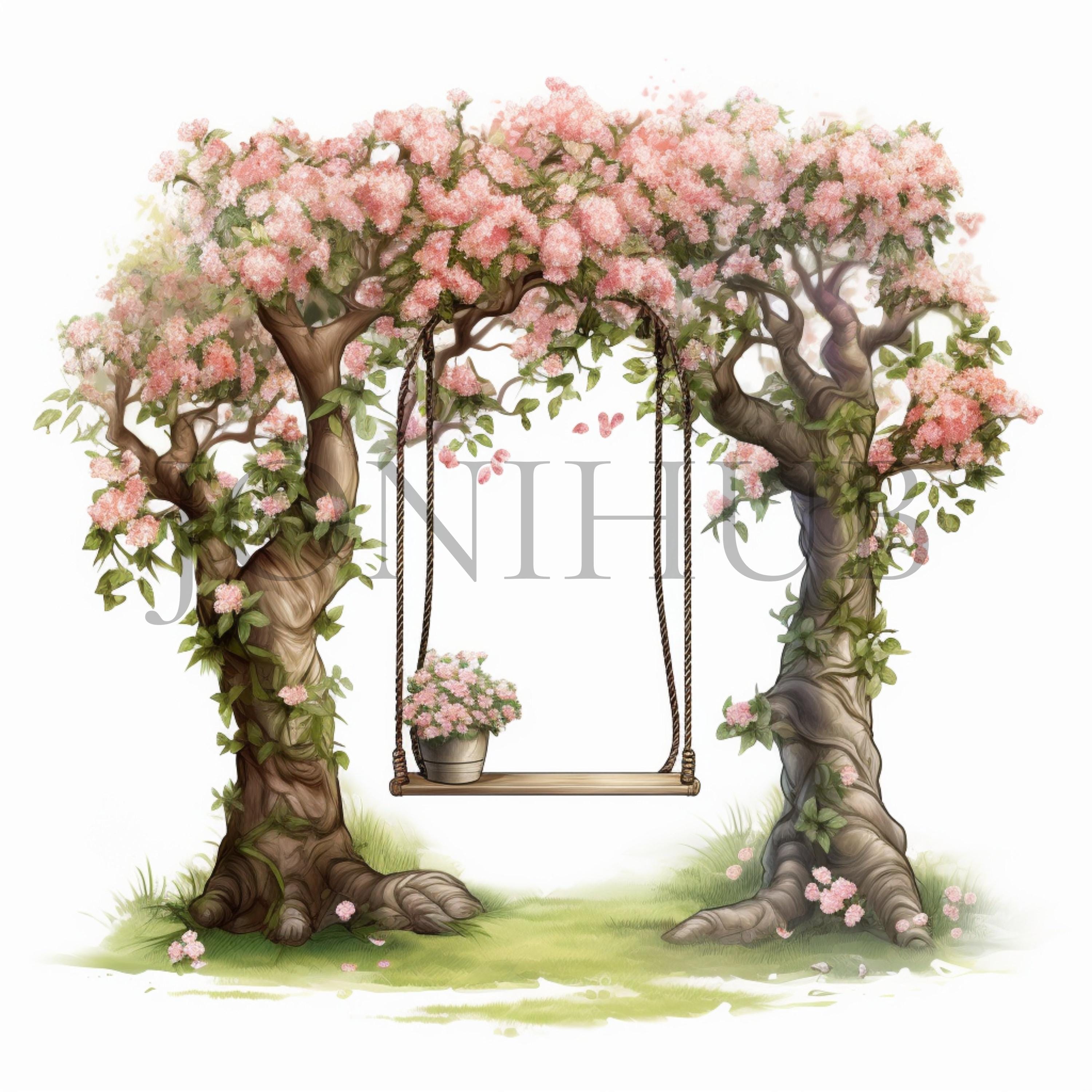 Swing in Tree Clipart 10 High Quality Jpgs Digital Download Outdoor ...