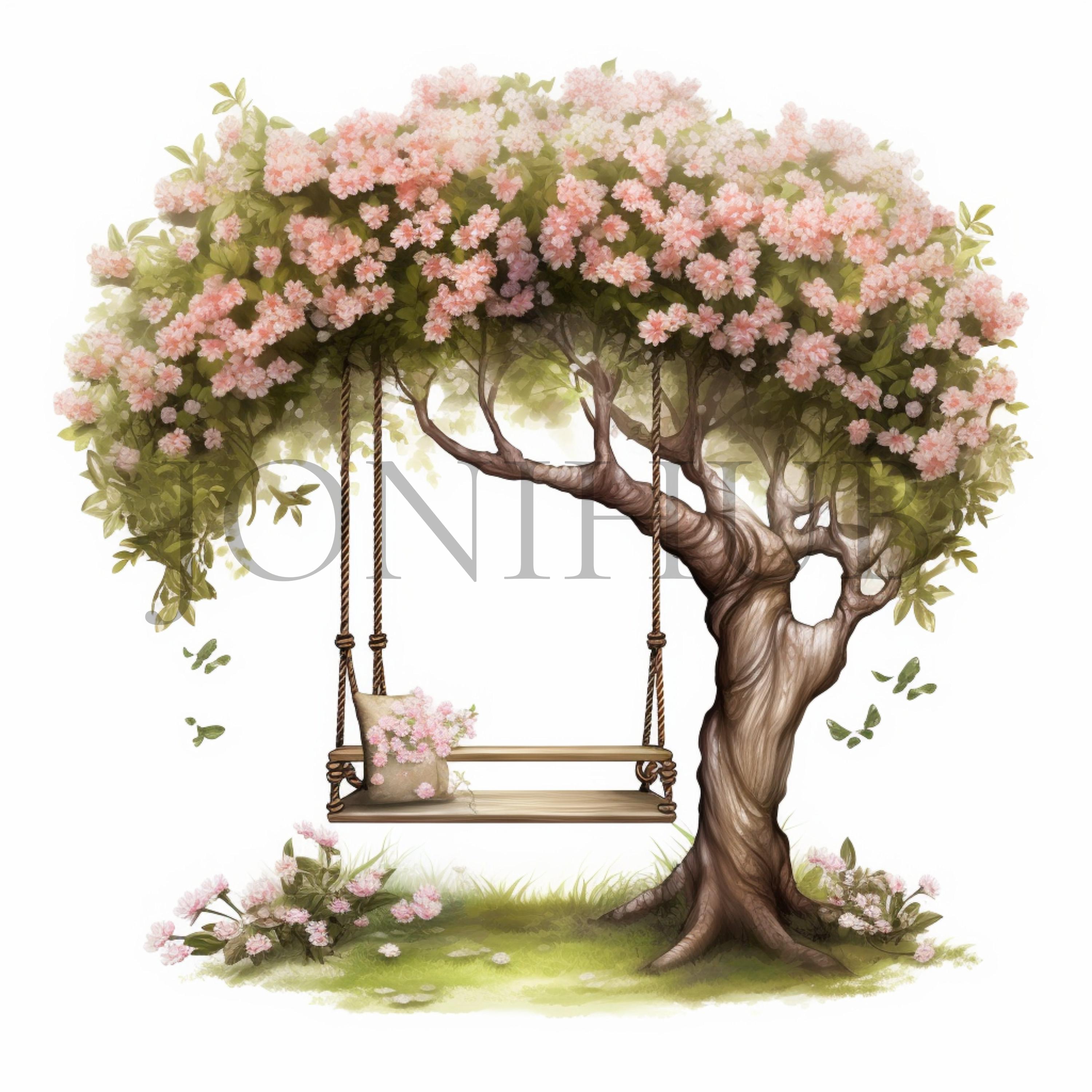 Swing in Tree Clipart 10 High Quality Jpgs Digital Download Outdoor ...