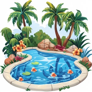Summer Pool Clipart | 10 High Quality Jpg's | Digital Download | Pool ...