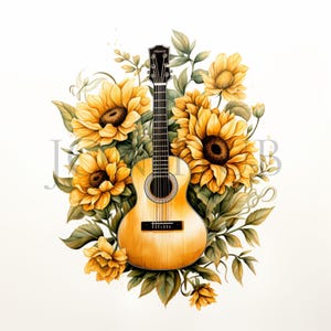 Sunflowers Guitars Clipart 10 High Quality Jpg's Digital Download ...