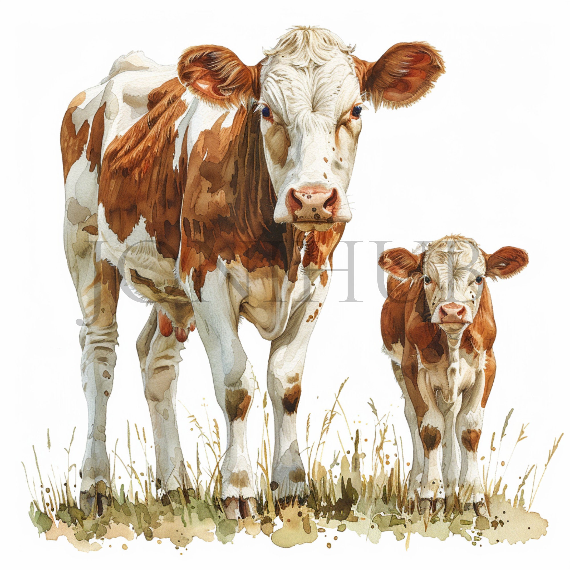Cow and Calf Clipart | 10 High Quality Jpg's | Digital Download | Farm ...