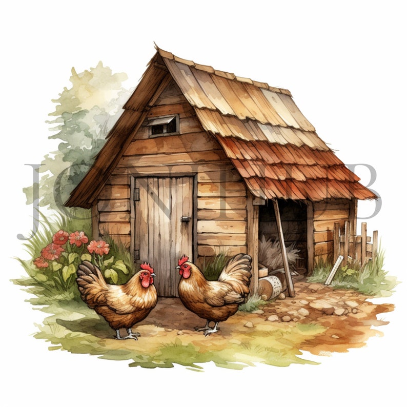 Chicken Coop Clipart 10 High Quality Jpg's Digital Download Hen House ...