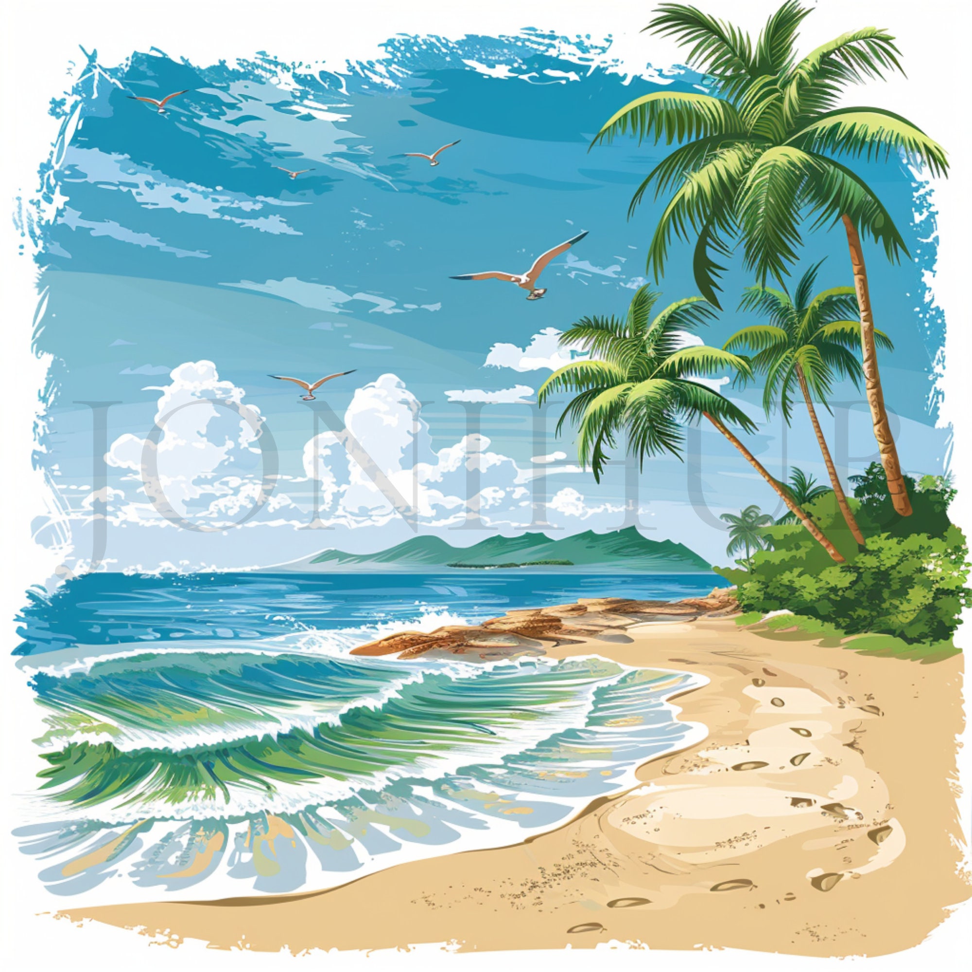Beach Scenes Clipart | 10 High Quality Jpgs | Digital Download ...