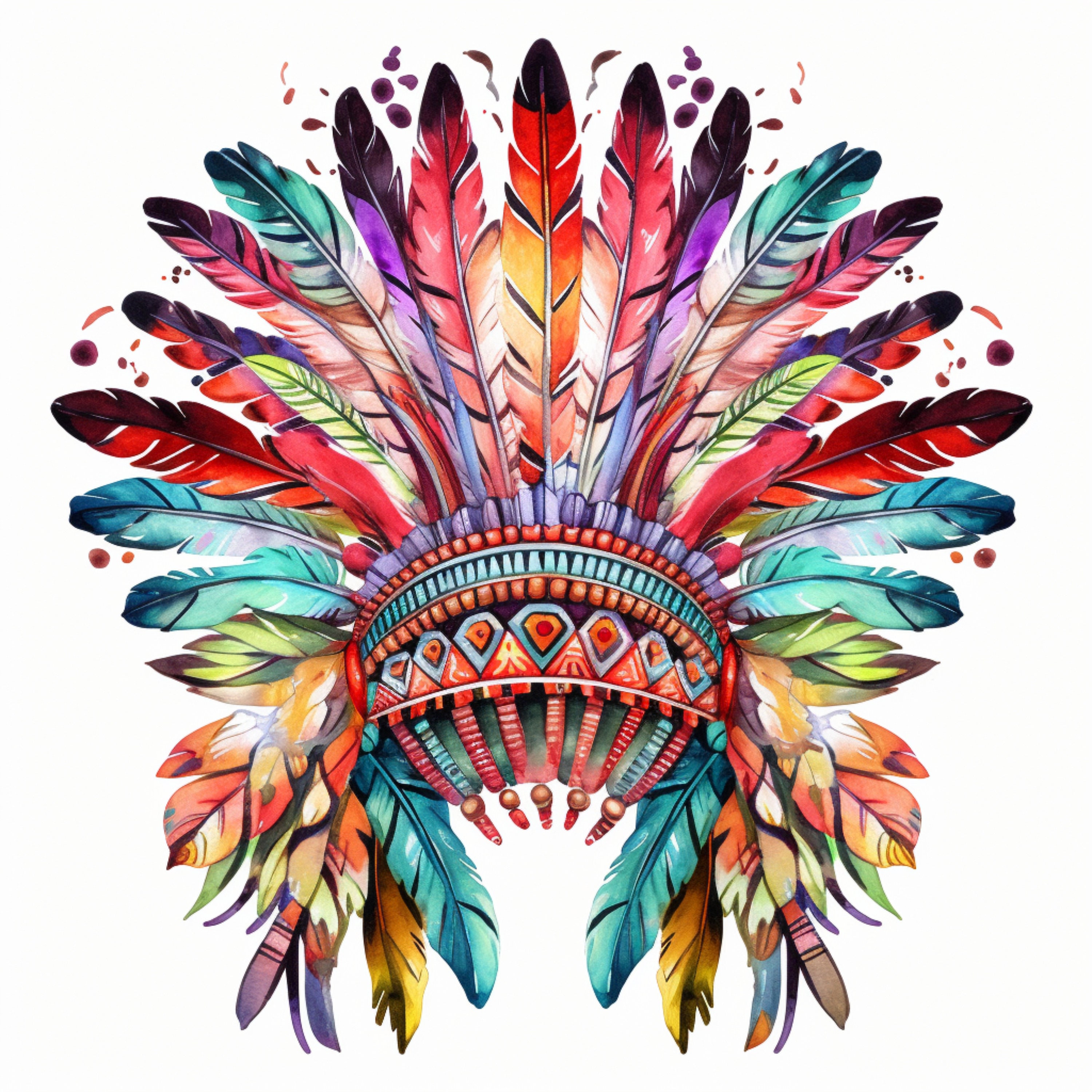 Native American Head Dress Clipart | 10 High Quality Jpgs | Instant ...