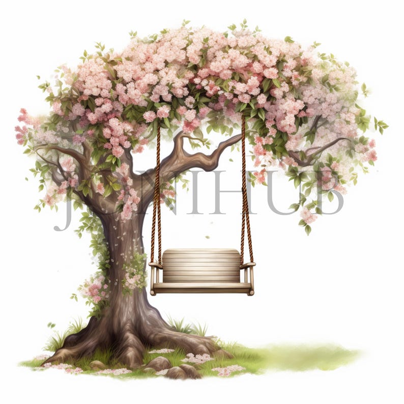 Swing in Tree Clipart | 10 High Quality Jpgs | Digital Download ...