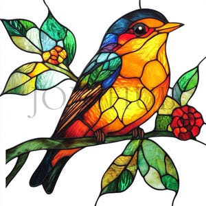 Stained Glass Robin Clipart | 10 High Quality Jpgs | Digital Download ...