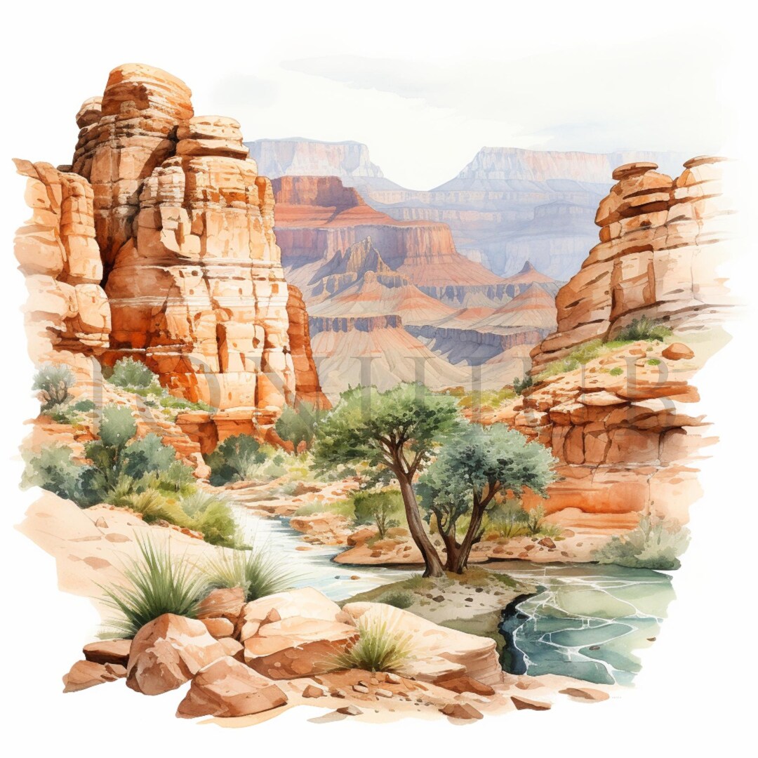 Grand Canyon Landscape Clipart | 10 High Quality Jpgs | Digital ...