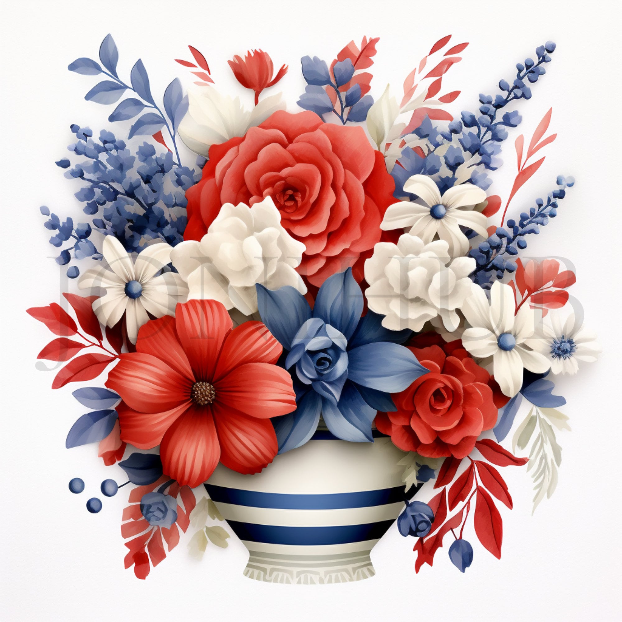 Watercolor 4th of July Floral Clipart Set | 10 High Quality Jpgs ...