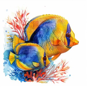 Vibrant Coral Reef Fish Clipart | 10 High Quality Jpg's | Digital ...