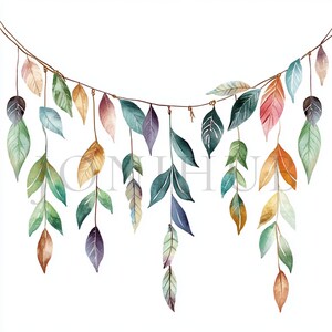 Boho Leaves Decor Clipart | 10 High Quality Jpgs | Instant Digital ...