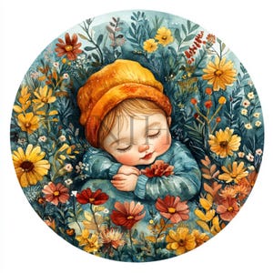 Baby in Flowers Clipart | 10 High Quality Jpg's | Digital Download ...