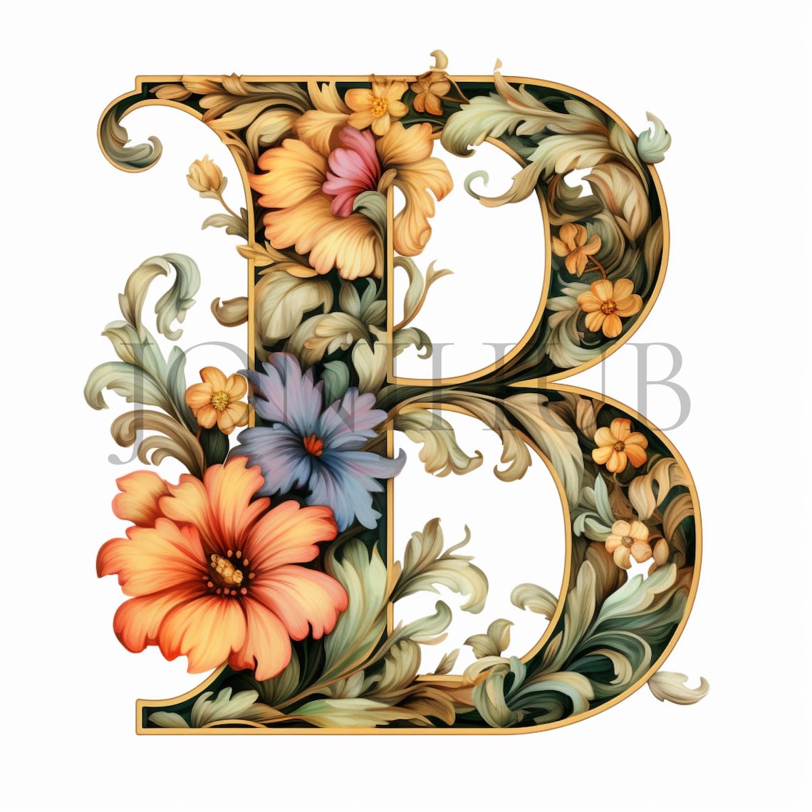 Letter B Clipart 10 High Quality Jpgs Digital Download Watercolor ...