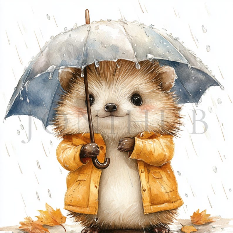 Hedgehog Rainy Clipart | 10 High Quality JPG | Digital Download | Junk ...