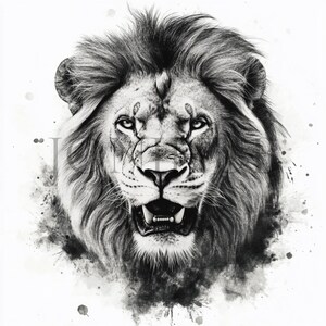 Lion Greyscale Clipart 10 High Quality Jpg's Digital Download Wild ...