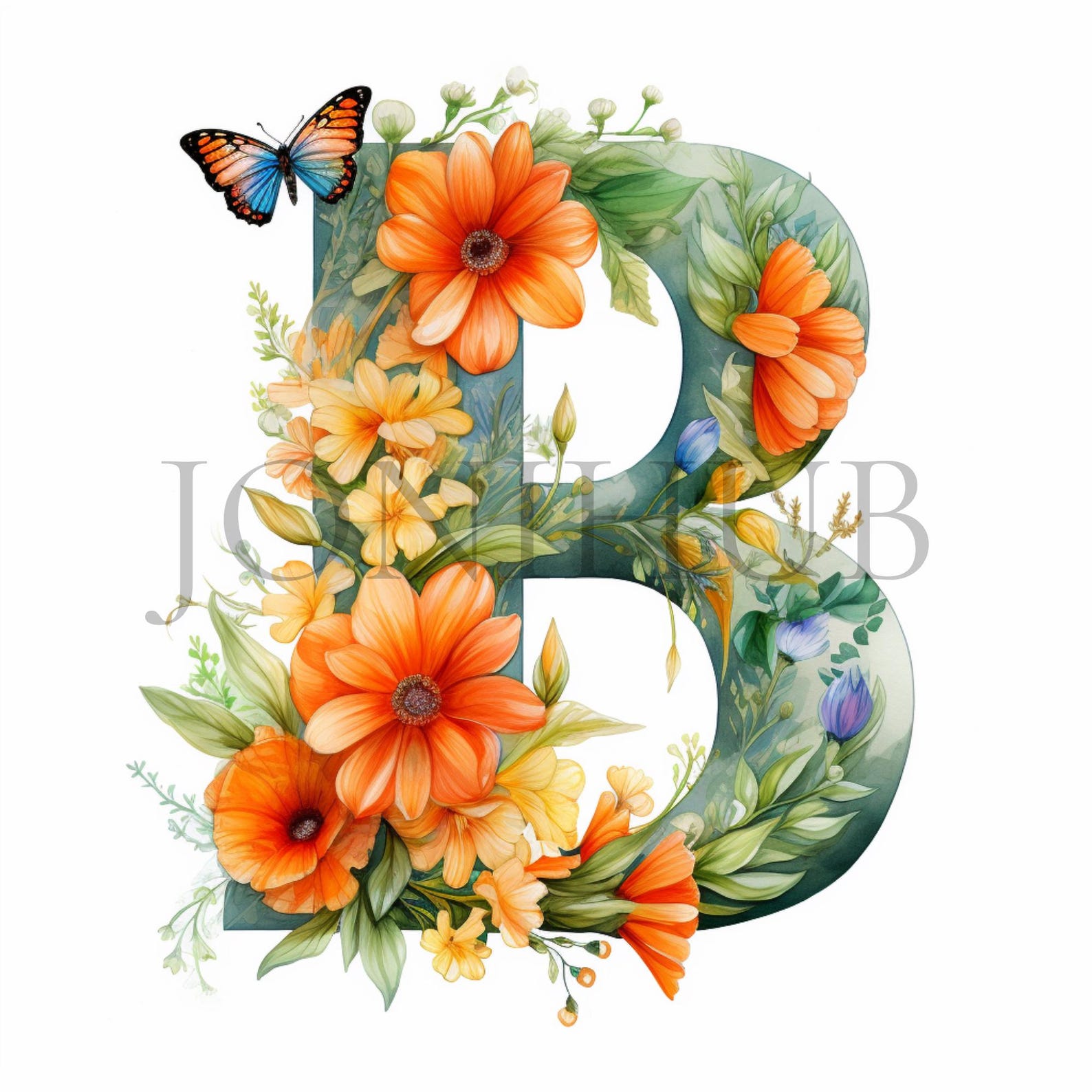 Letter B Clipart 10 High Quality Jpgs Digital Download Watercolor ...